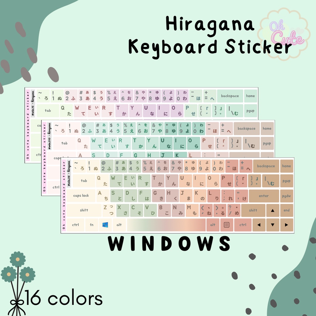 Japanese Hiragana Keyboard Sticker for Windows Aesthetic Palette Color ...