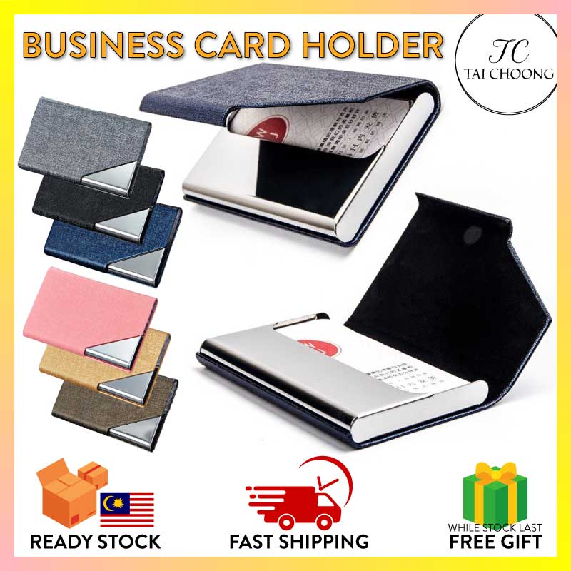 TC BW-050 Stainless Steel PU Leather Business Name Card Holder Case Box ...