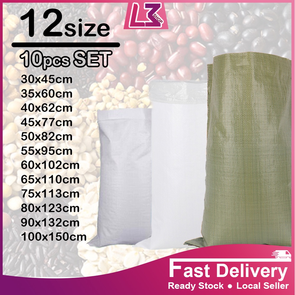 Ready Stock 10pcs Extra Thick 45&70gsm New Guni Kosong Plastik Basar ...