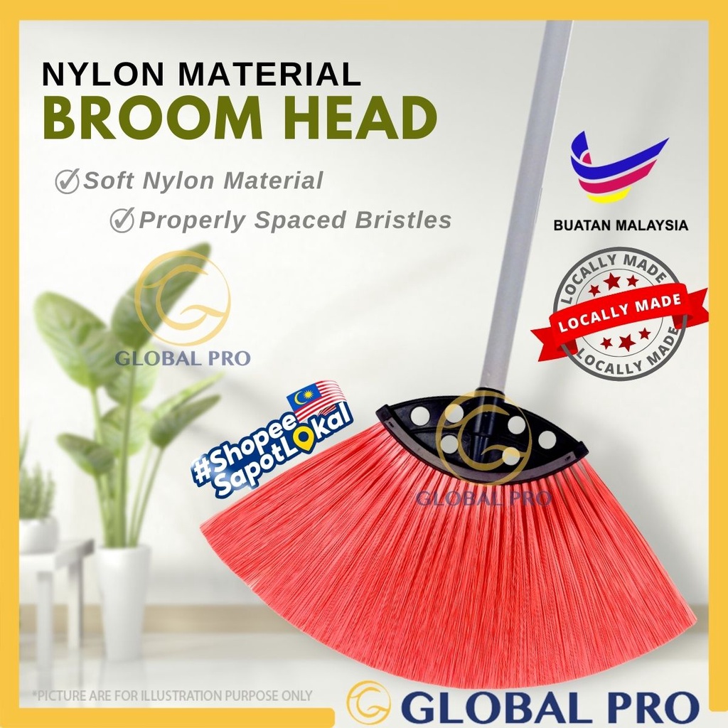 [ BUATAN MALAYSIA ] Penyapu Broom With Stick Set Soft Nylon Househild ...