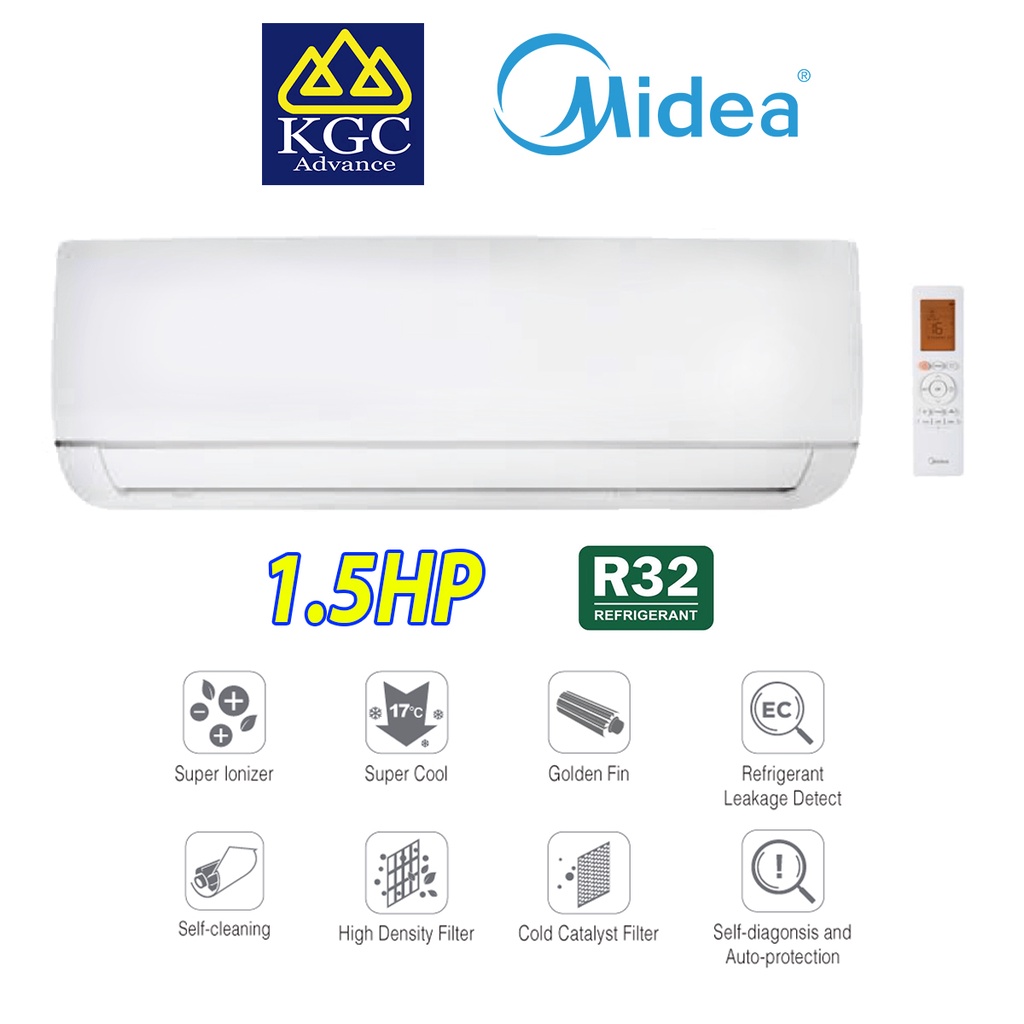 MIDEA 1.5HP R32 Non Inverter Fairy Series Air Conditioner Penghawa Dingin MSMF-13CRN8 | Shopee ...