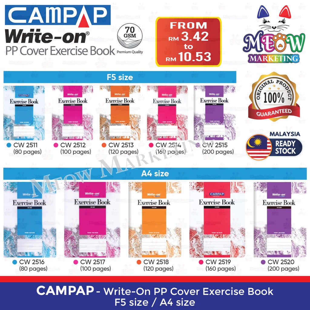 Campap Write On PP Cover F5 / A4 Exercise Book (70gsm) Single Line - 80 ...
