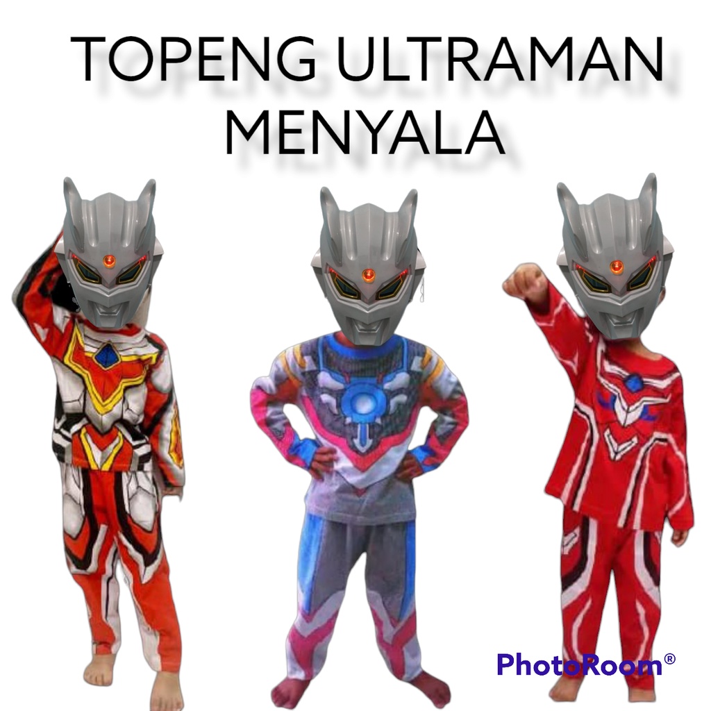 Boys Ultraman Superhero Costume Clothes Get A Light Mask | Shopee Malaysia