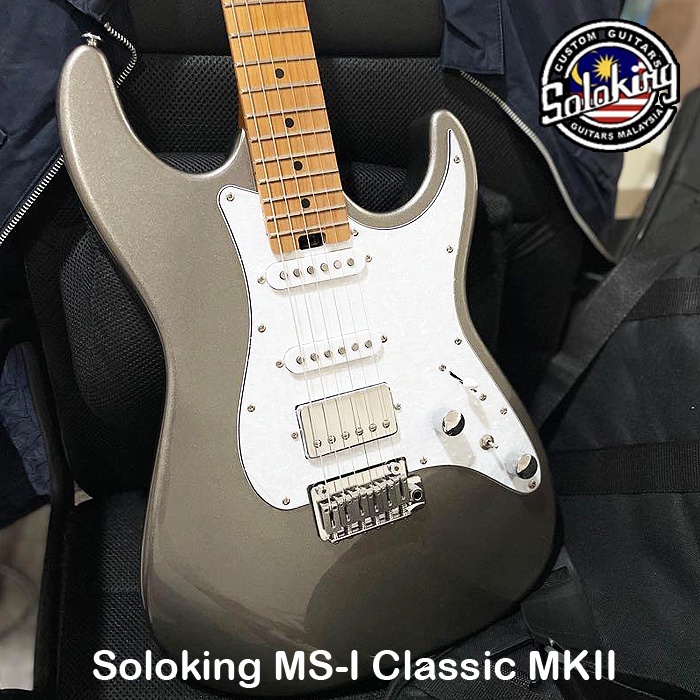 Soloking Ms 1 Classic Mkii Hss Electric Guitar With Roasted Maple Neck Pewter Grey Metallic
