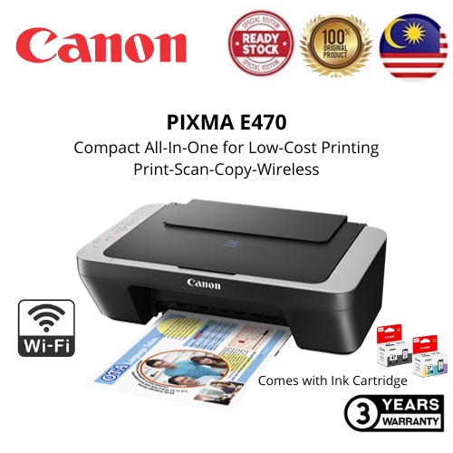 Pencetak Inkjet Canon E470 Serba-in-Satu Tanpa Wayar E470 E-470 Hitam ...