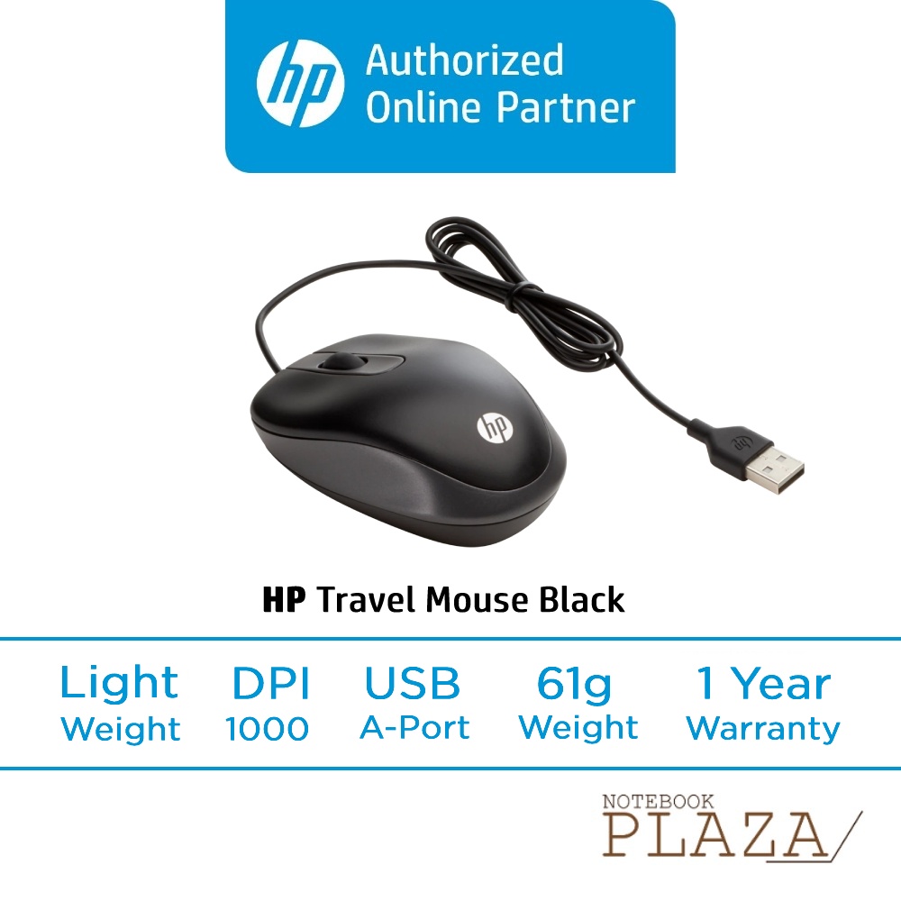 HP USB Travel Mouse Wired (G1K28AA) - Black | Shopee Malaysia
