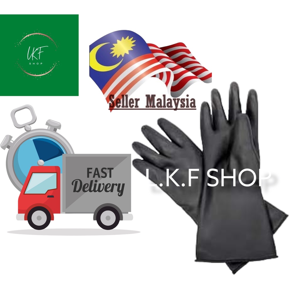 BLACK RUBBER GLOVE(SARUNG TANGAN GETAH)-L.K.F SHOP | Shopee Malaysia