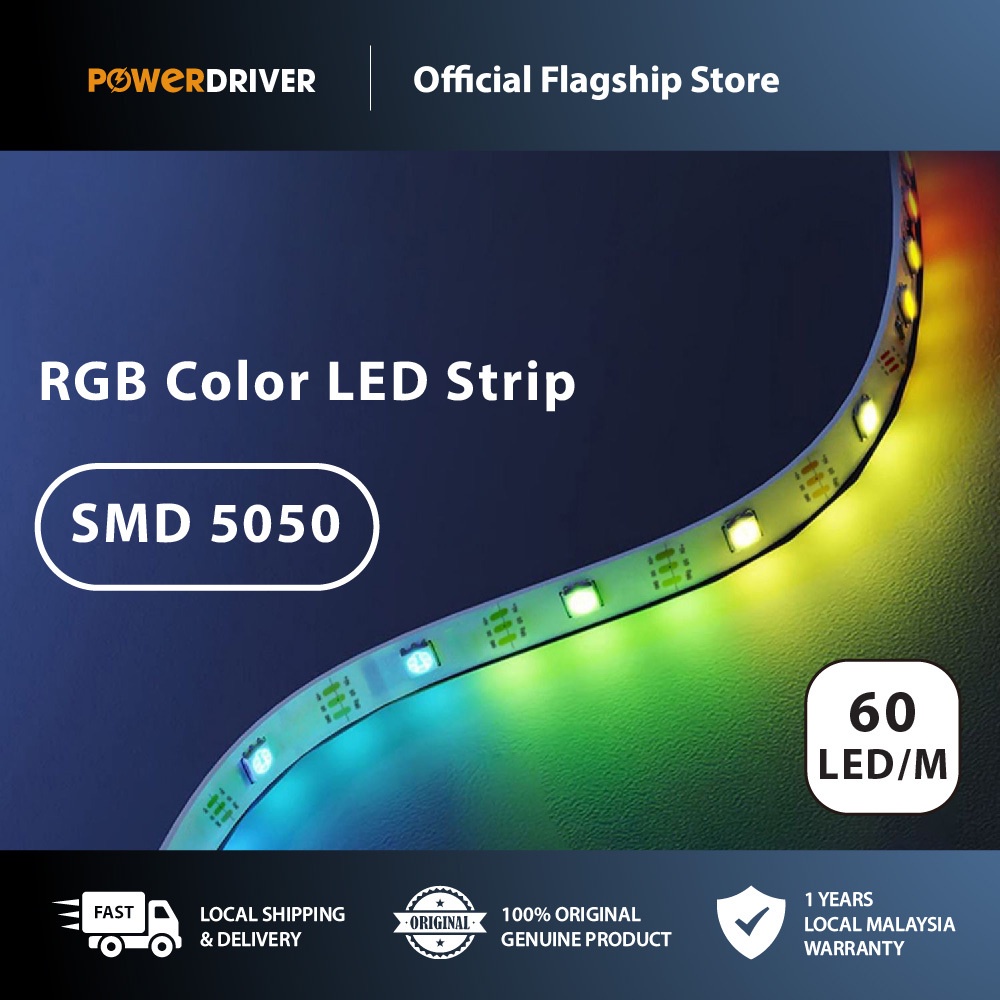 RGB Strip 60 LEDs/meter SMD 5050 24V (5 meters pack) | Shopee Malaysia