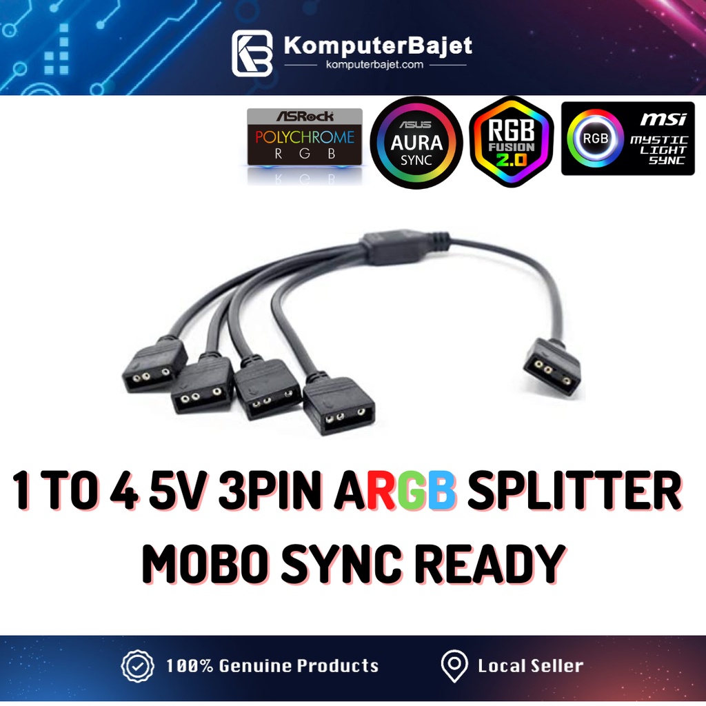 Addressable RGB 1 To 4 ARGB 5V 3pin Splitter Cable ARGB splitter ASUS ...