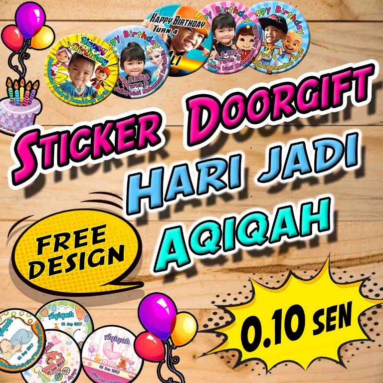 Sticker hari jadi, Aqiqah,Sticker doorgift/cenderahati | Shopee Malaysia
