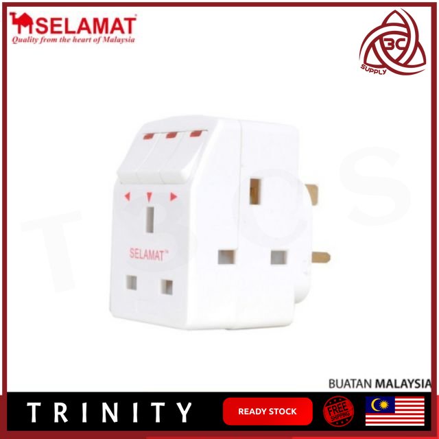 Selamat SA-32 (SIRIM) 3Way Multi Adaptor 13A Fuse Pin Extension with ...