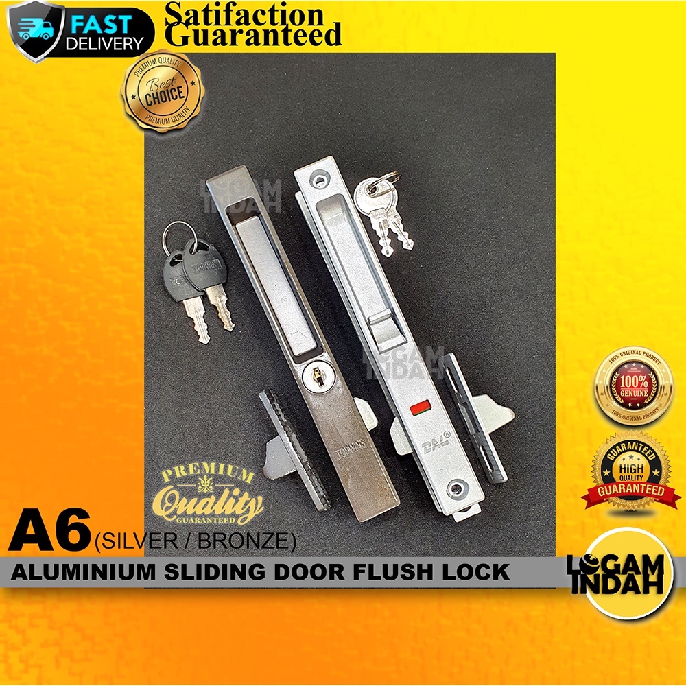 A6 FLUSH LOCK / ALUMINIUM SLIDING DOOR LOCK -(SILVER / BRONZE) | Shopee ...