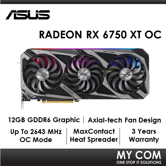 Asus ROG Strix Radeon RX 6750 XT OC Edition 12GB GDDR6 RGB Gaming ...