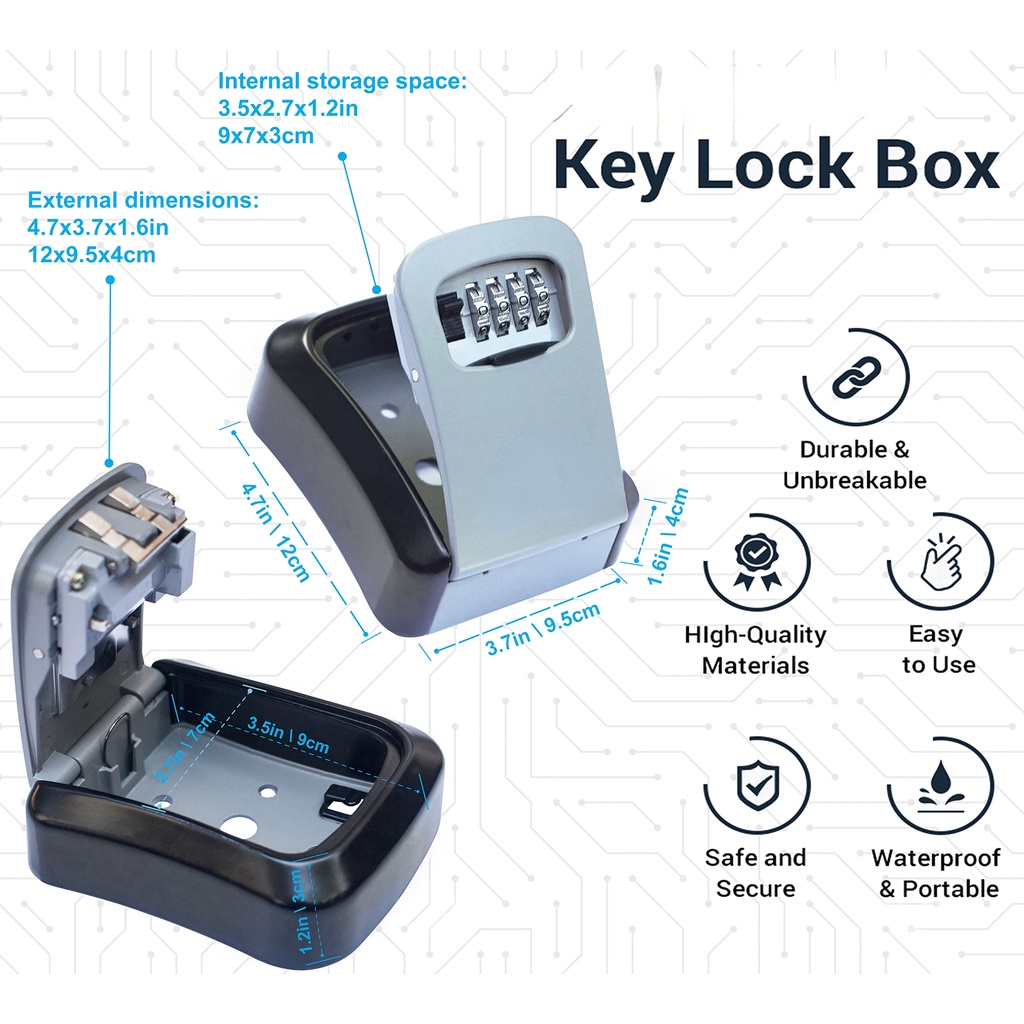 【READY STOCK】Wall Mount Key Safe Box Numbering Lock Key Storage Lock ...