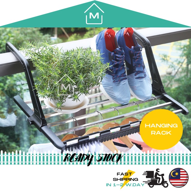 [Retractable] Stainless Steel Multi Usage Balcony Hanging Racks Flower ...