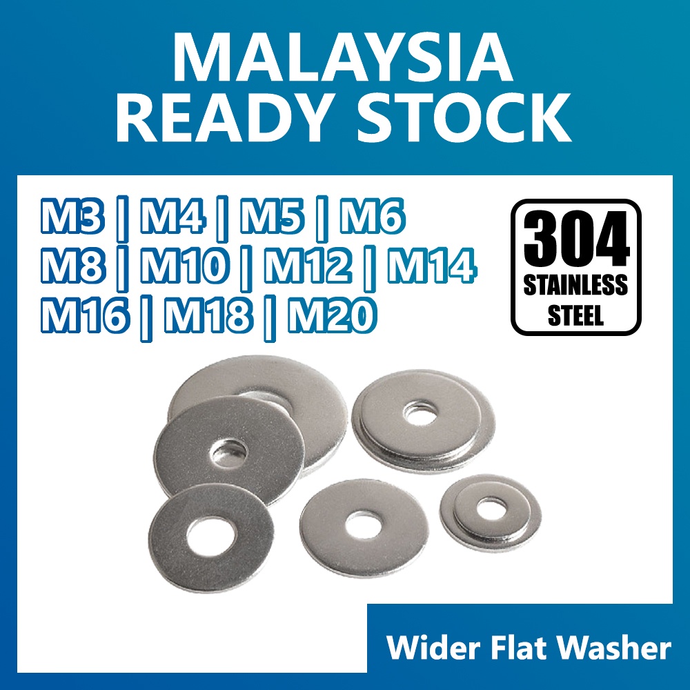 Wider Flat Washer M3 M4 M5 M6 M8 M10 M12 M14 M16 304 Stainless Steel DIN 9021 Plain Washer ...