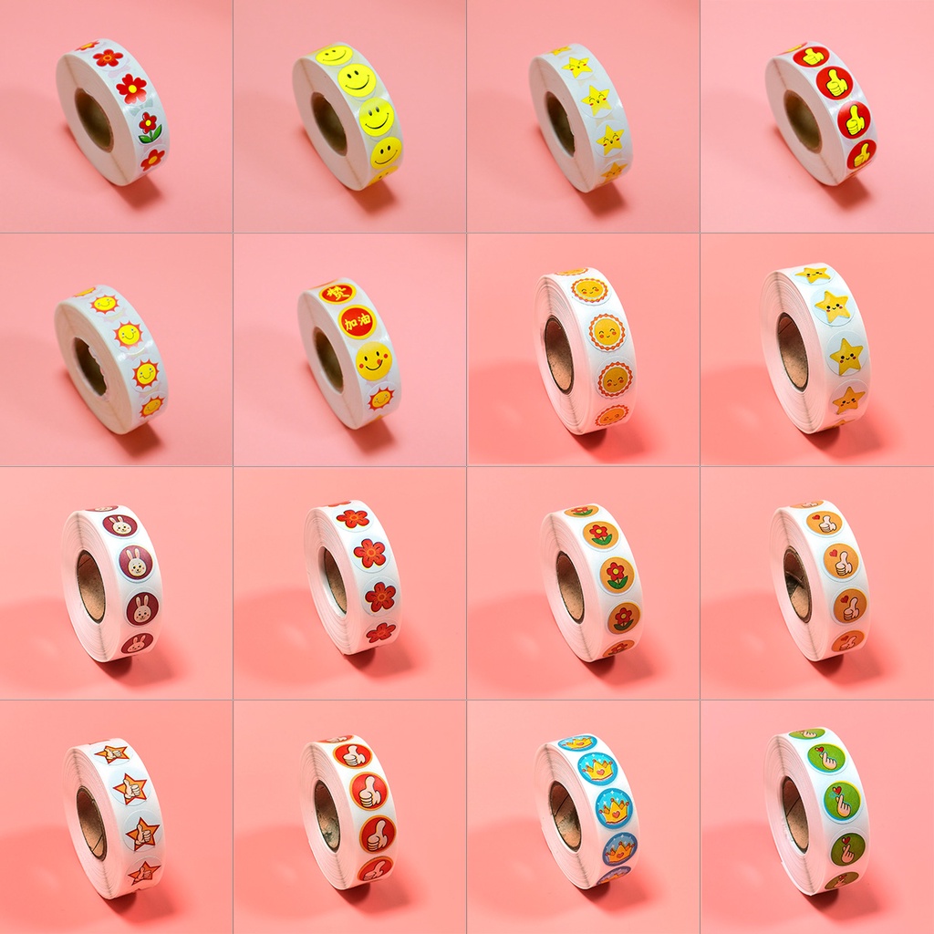 1000 Pcs/Roll 1.5cm Cute Round Sun Star Flower Stickers Children ...