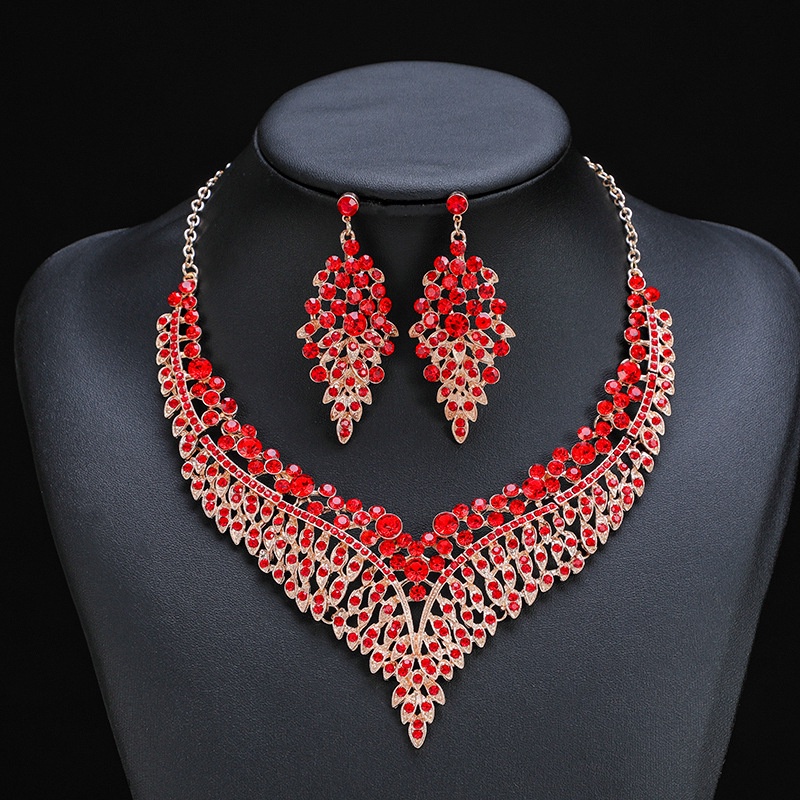 Luxury Women's Fashion Exquisite Earring Necklace Set Bride Engagement ...