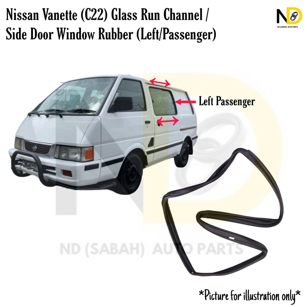 NISSAN VANETTE (C22) GLASS RUN CHANNEL / SIDE DOOR WINDOW RUBBER (LEFT ...