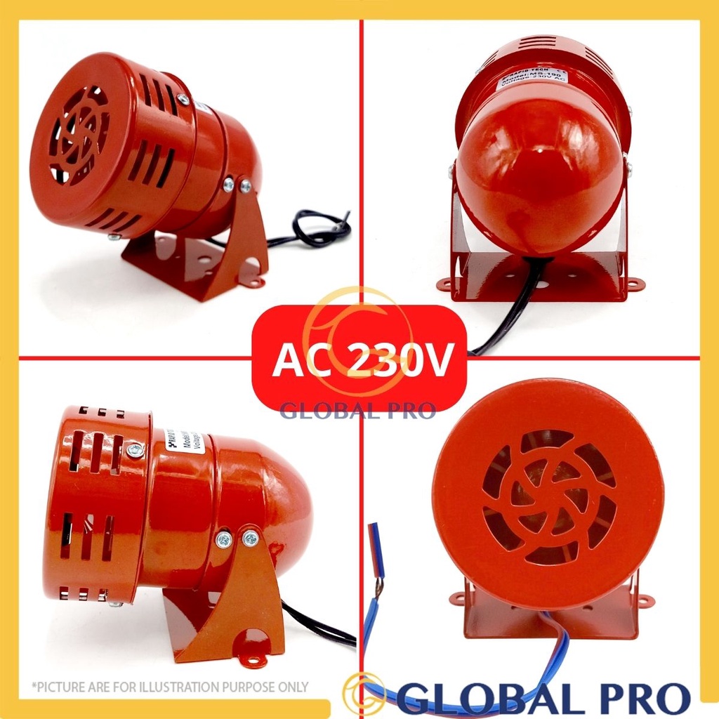 Mini Motor Siren AC240V / DC24V Horn Home Alarm House Lorry Red Metal ...