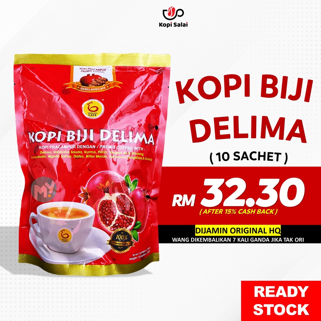 🔥𝗢𝗥𝗜𝗚𝗜𝗡𝗔𝗟 🇲🇾 | KOPI DELIMA 10 SACHET | KOPI ARABICA CAMPURAN TONGKAT ALI KURMA HABBATUS SAUDA ...