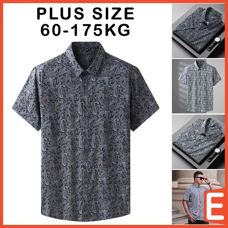 [XL-10XL] Oversized Shirt Man Baju Kemeja Lelaki Lengan Pendek Plus ...