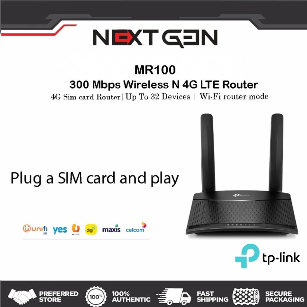 [🔱4G LTE SIM CARD ROUTER🔱] TP-LINK TL-MR100 300MBPS WIRELESS N 4G LTE ...