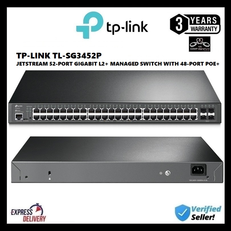 TP-LINK TL-SG3452P JETSTREAM 52-PORT GIGABIT L2+ MANAGED SWITCH WITH 48 ...