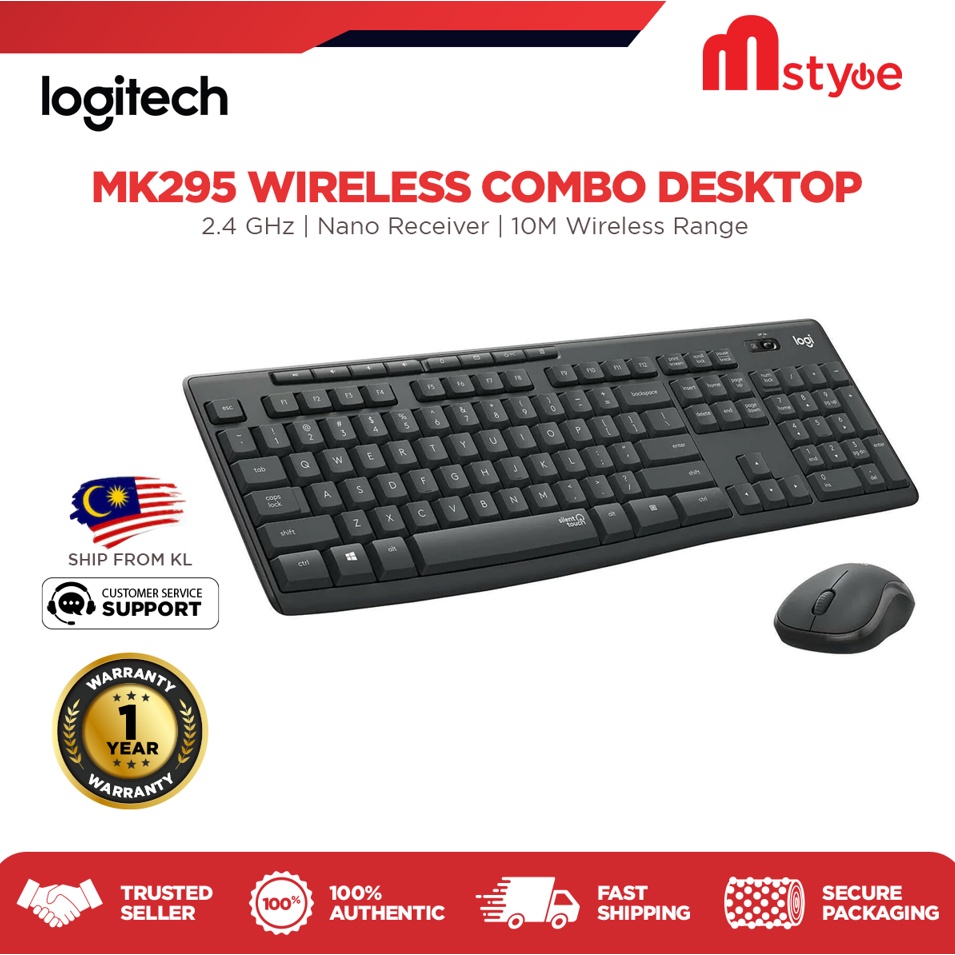 Logitech Mk295 Wireless Silent Keyboard Mouse Combo Desktop Shopee Malaysia
