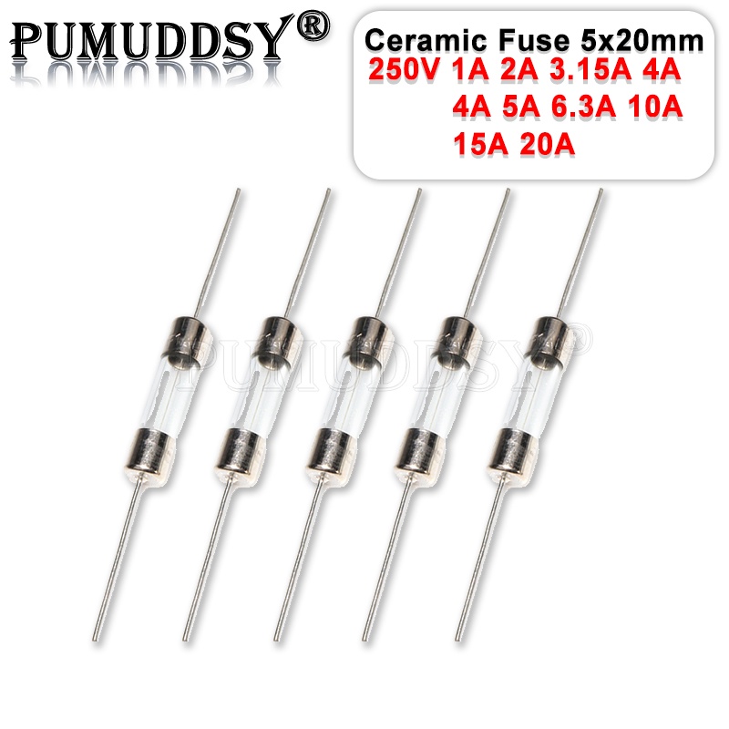 10PCS 5 * 20mm Ceramic Fuse Fast Melting Tube Fuse with A-pin 5x20mm 250V IGMOPNRQ 1A 2A 3.15A ...
