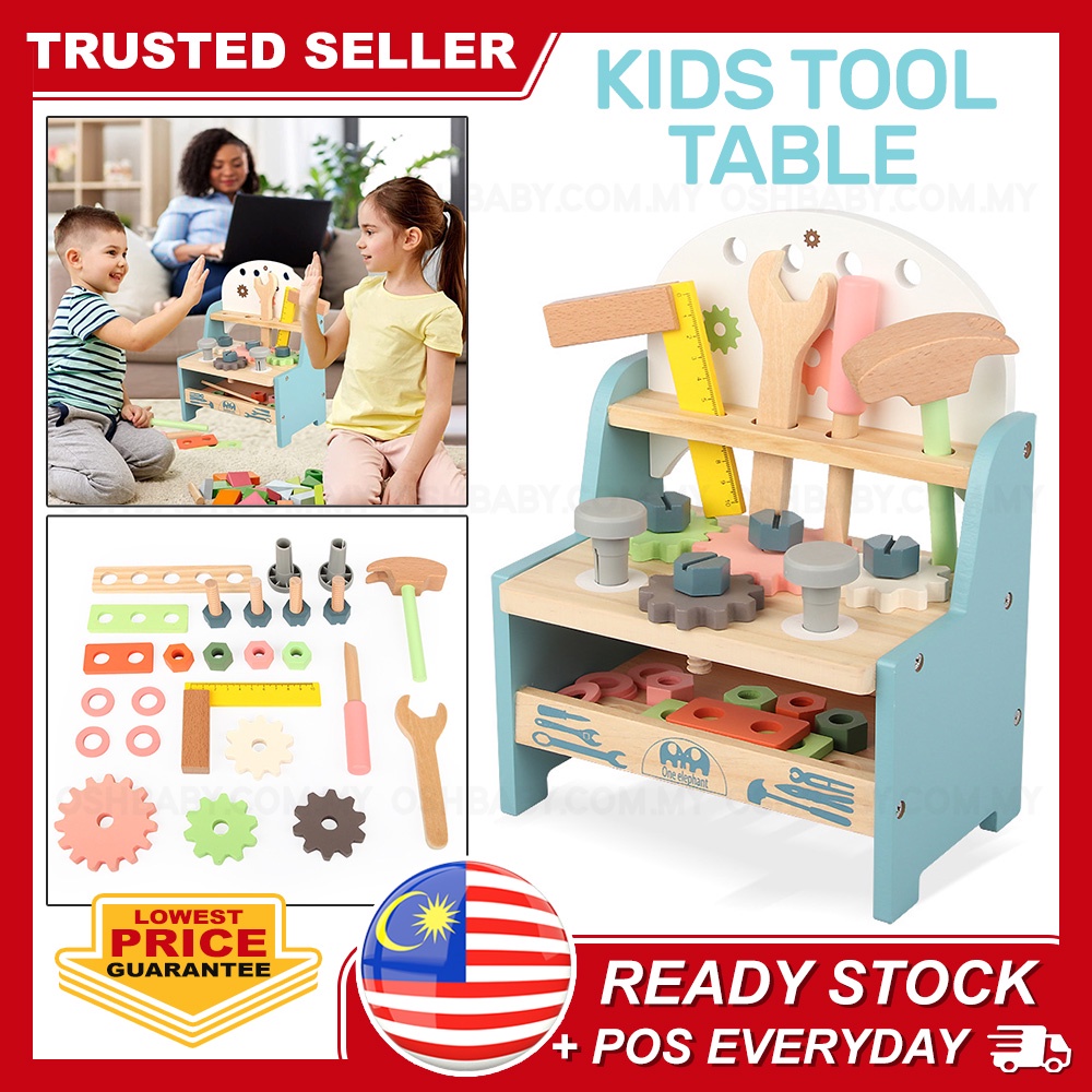 Wooden KIDS TOOL TABLE ConstructionTool Bench Workbench Workshop ...