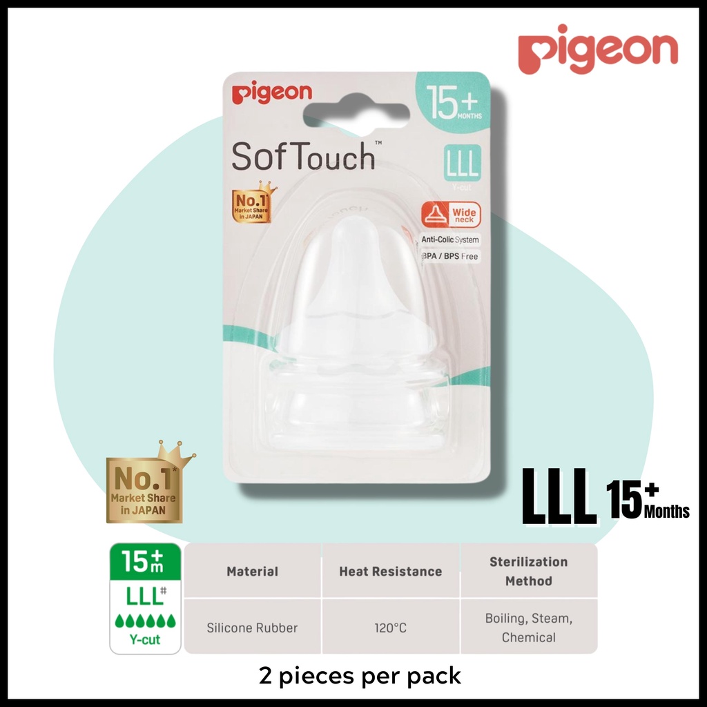 Original Pigeon SofTouch Wide-Neck Teat | Puting Susu Wide-Neck Teat ...