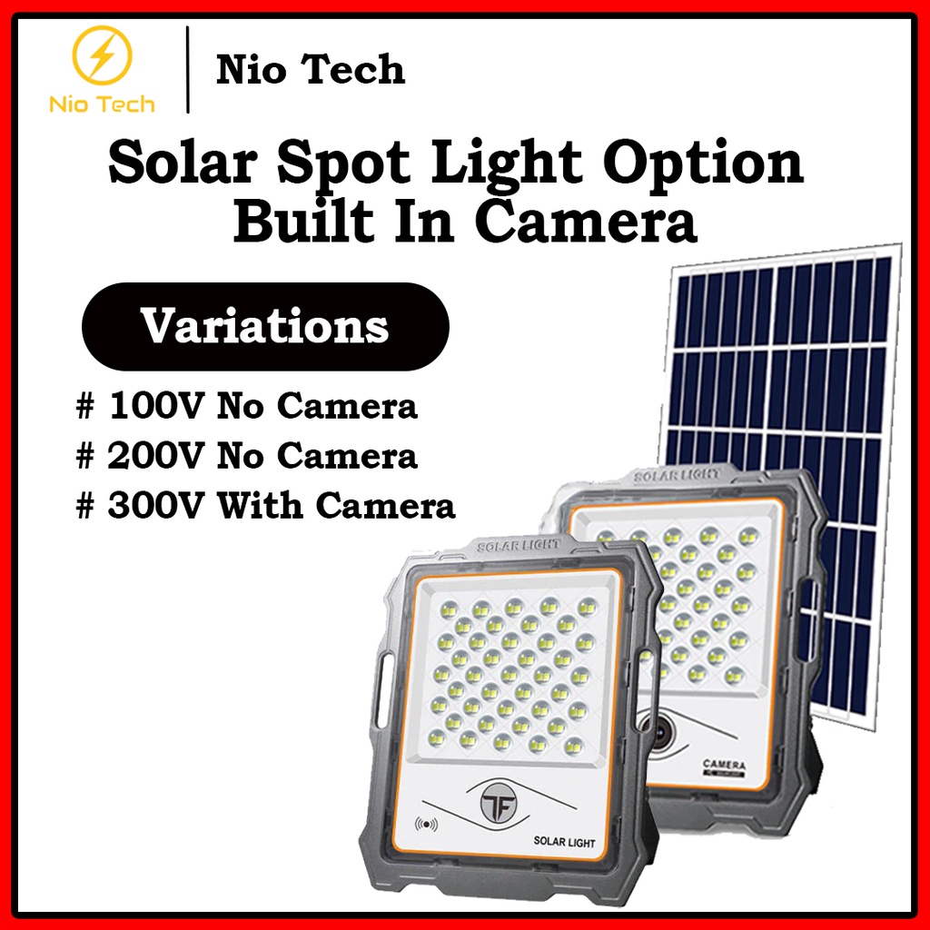 NioTech LED Solar Light 1080P Full HD Camera 100W 200W LED Light WiFi ...
