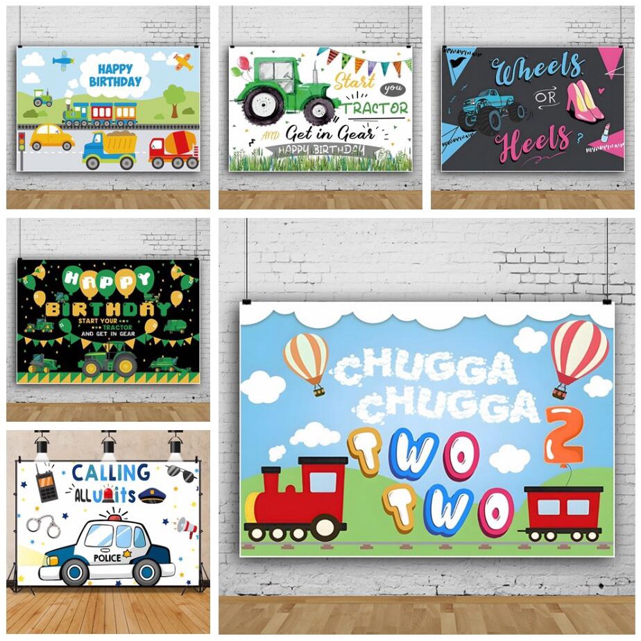 5x3ft Happy Birthday Backdrop for Kids Transportation Theme Birthday ...