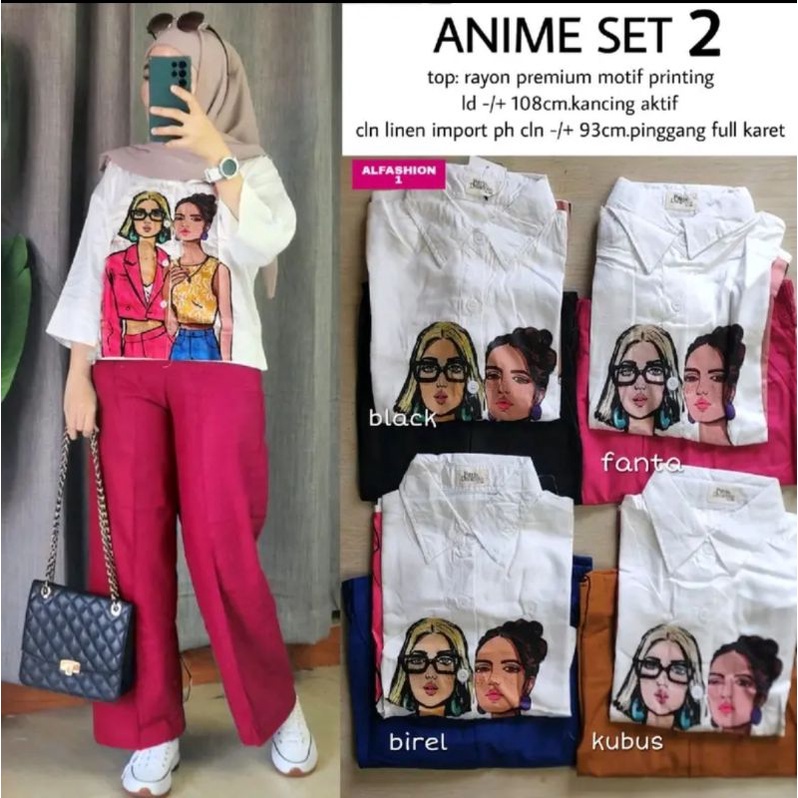 KEMEJA Anime SET CROP TOP SABLON WOMEN BESTIE - VIRAL SABLON Women's ...