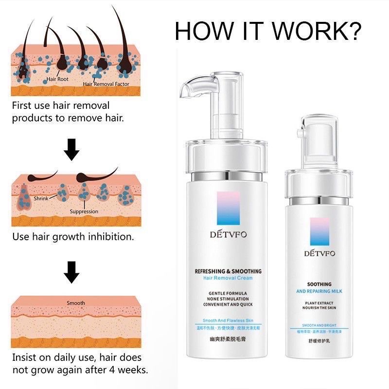 🏆DETVFO Hair Removal Cream Hair Private Parts Refreshing Smoothing ...