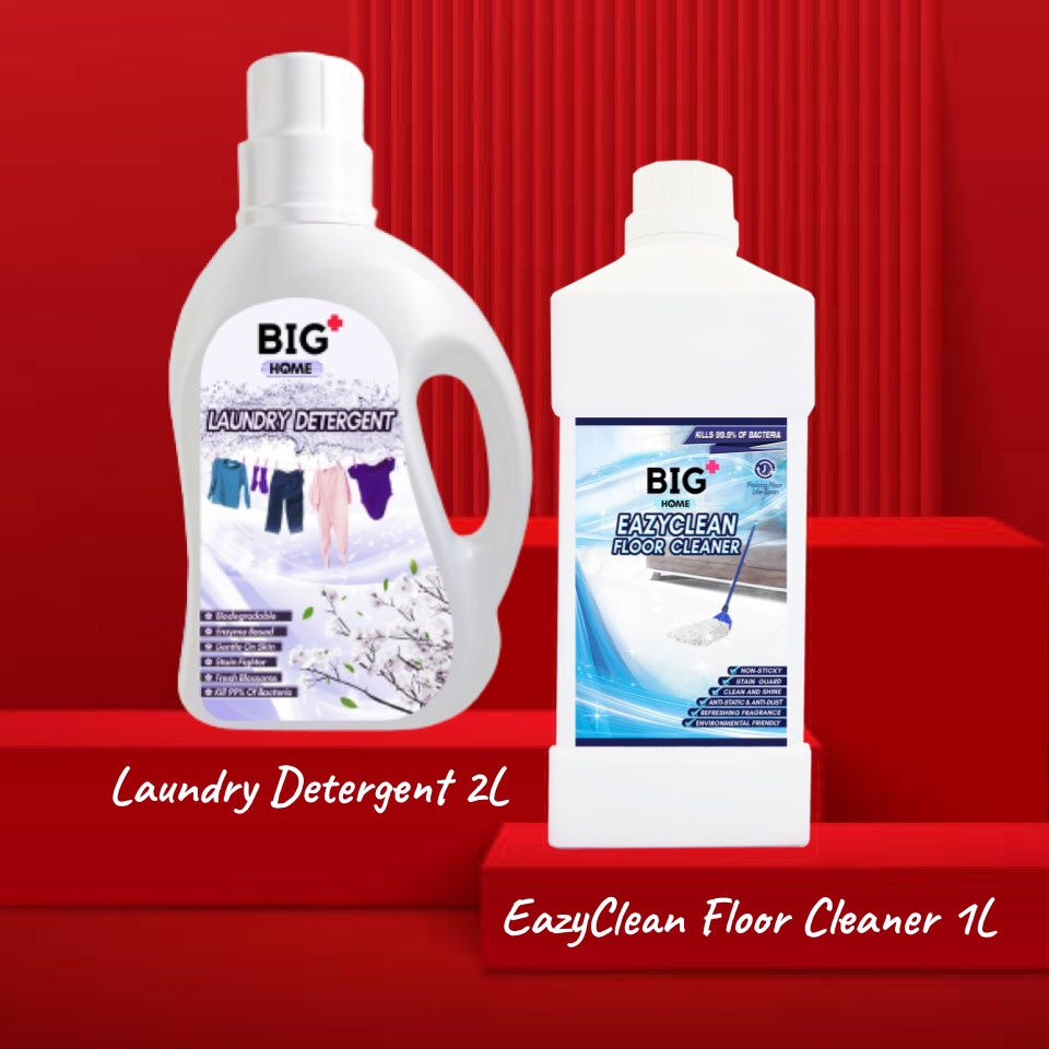 BIG+ Laundry & Floor Cleaner Set [Laundry Detergent 2000ml & EazyClean ...