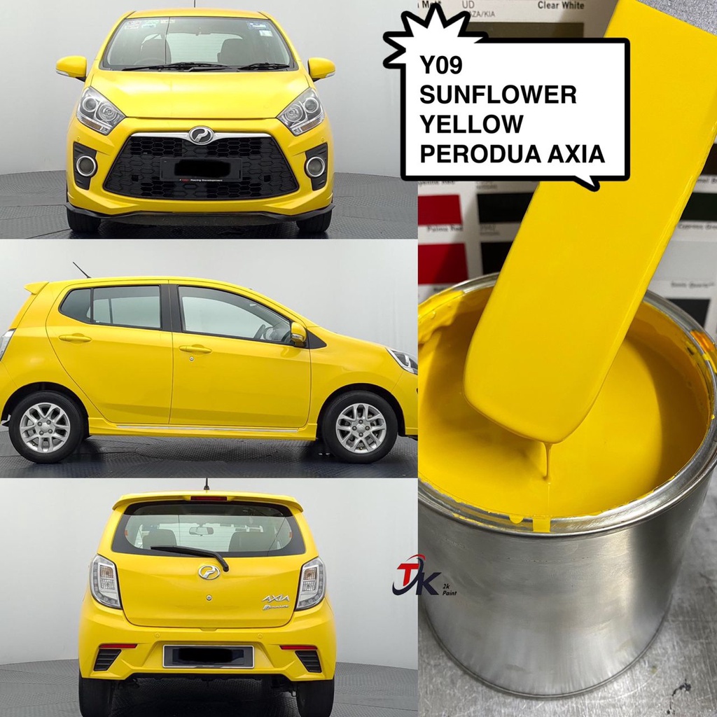 Y09 SUNFLOWER YELLOW - PERODUA AXIA - 2K PAINT/CAR PAINT/CAT BANCUH/CAT ...