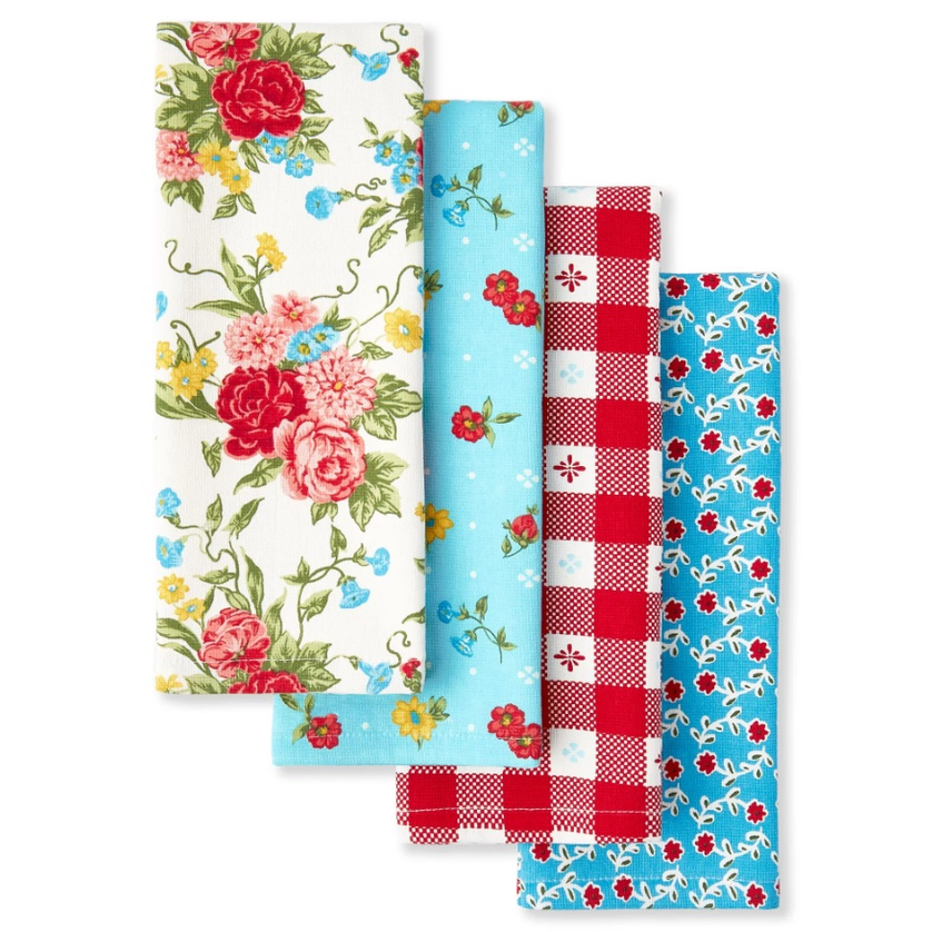 The Pioneer Woman Kitchen Towels Fiona Floral, 4 Piece | Shopee Malaysia