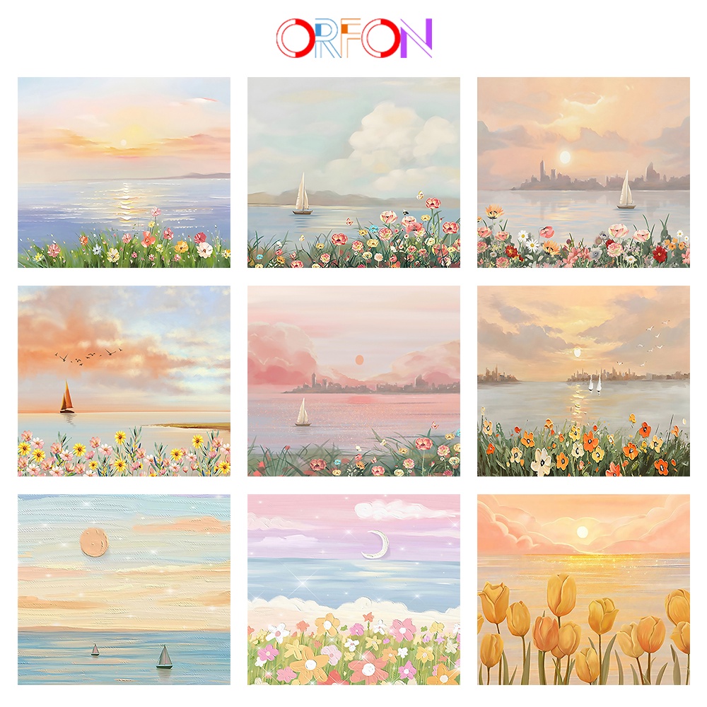 [ORFON] Paint by numbers 40*50cm DIY frame hand-painted healing romantic flower scenery home ...