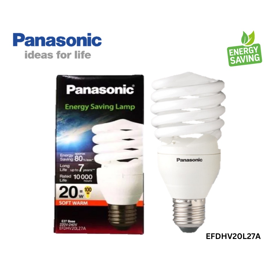 20W PANASONIC SPIRAL BULB E27 2700K WARM WHITE EFDHV20L27A | Shopee ...