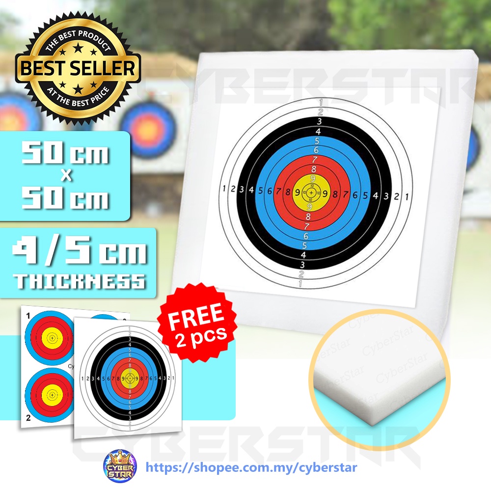 50cm x 50cm x 4cm/5cm Archery Target Butt Shooting Target Board White ...