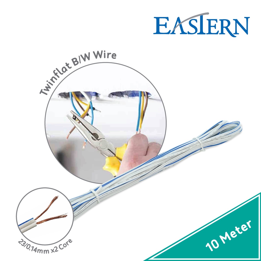 EASTERN 5/10 Meter 3C PVC/Twinflat Flexible Cable Pure Copper Wire ...