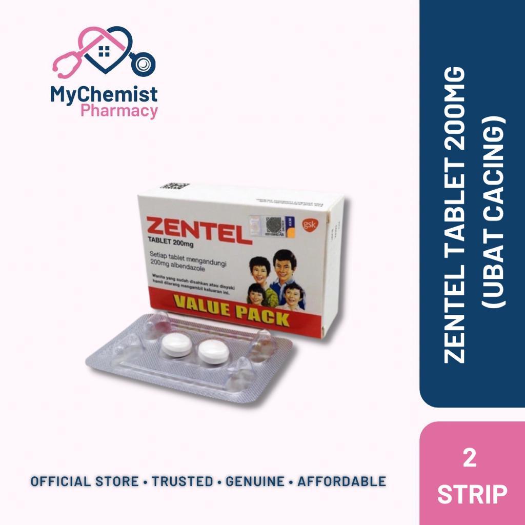 Zentel Tablet 200mg Ubat Cacing 2x2’s (Box) | Shopee Malaysia