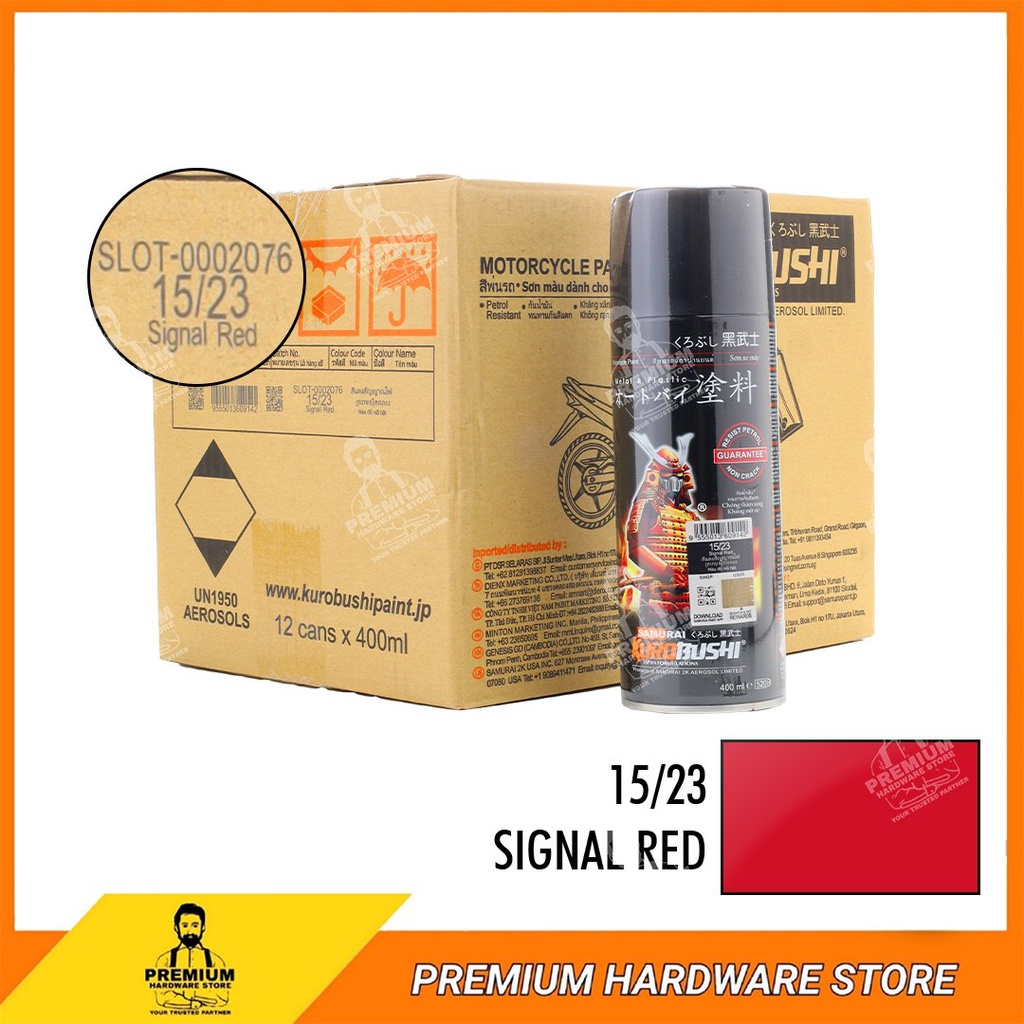 SAMURAI 15 Signal Red Standard Spray 400ML (12 Cans/Box) Metal Plastic ...