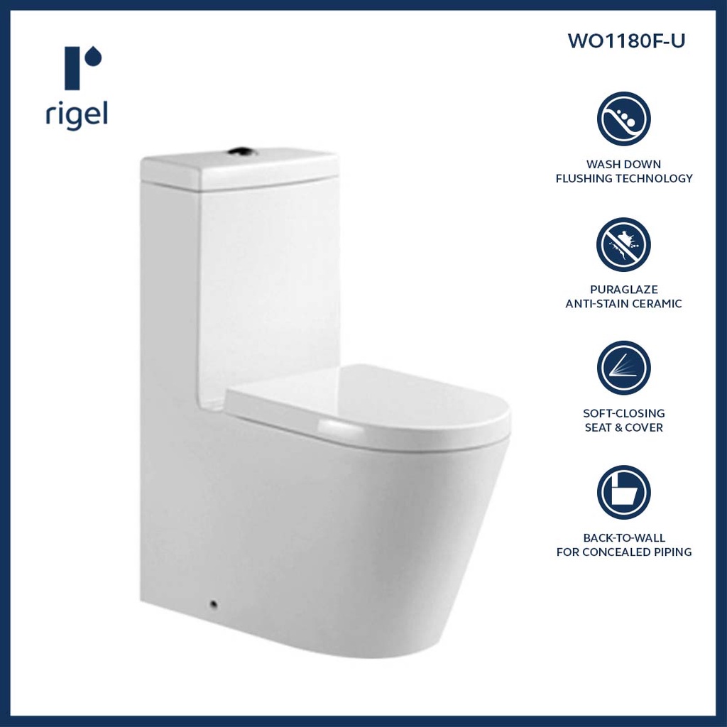 [P.O] RIGEL Ceramic Bathroom / Toilet One Piece Water Closet WO1180F-U ...