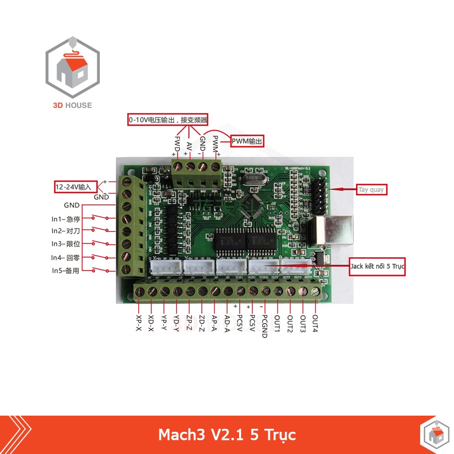 Mach3 LPT V2.1 5-Axis CNC Circuit with Cable | Shopee Malaysia
