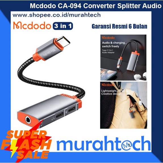 Mcdodo Converter Splitter Audio 3in1 Dual Type C+Jack 3.5Mm CA-094 | Shopee Malaysia