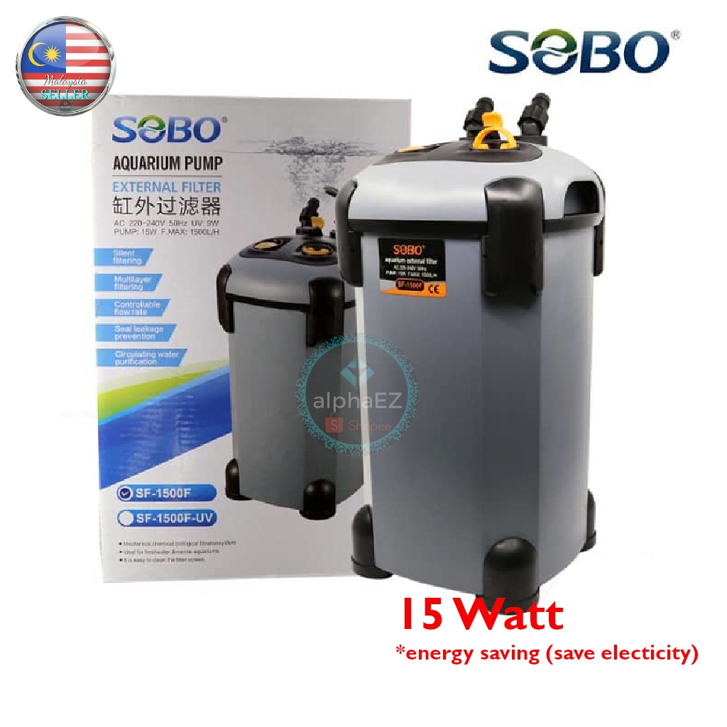 SOBO SF-1500F-UV / SF-1500F Aquarium Pump Canister External Filter With ...