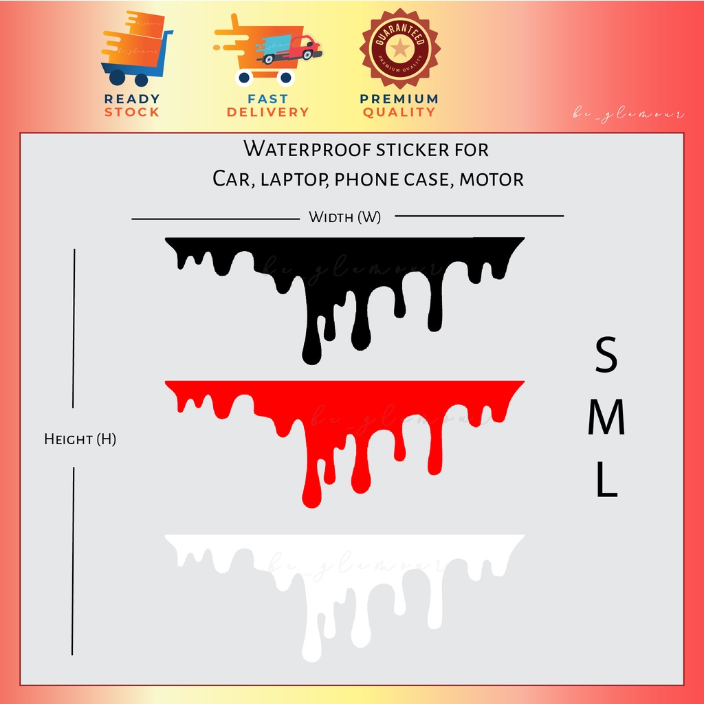 [2pcs] Blood car sticker Reflective Stiker Kereta pantulan cahaya kalis ...